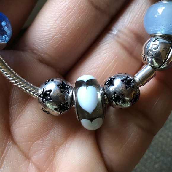 Pandora | Jewelry | Authentic Pandora Snake Bracelet With 4 Charms ...